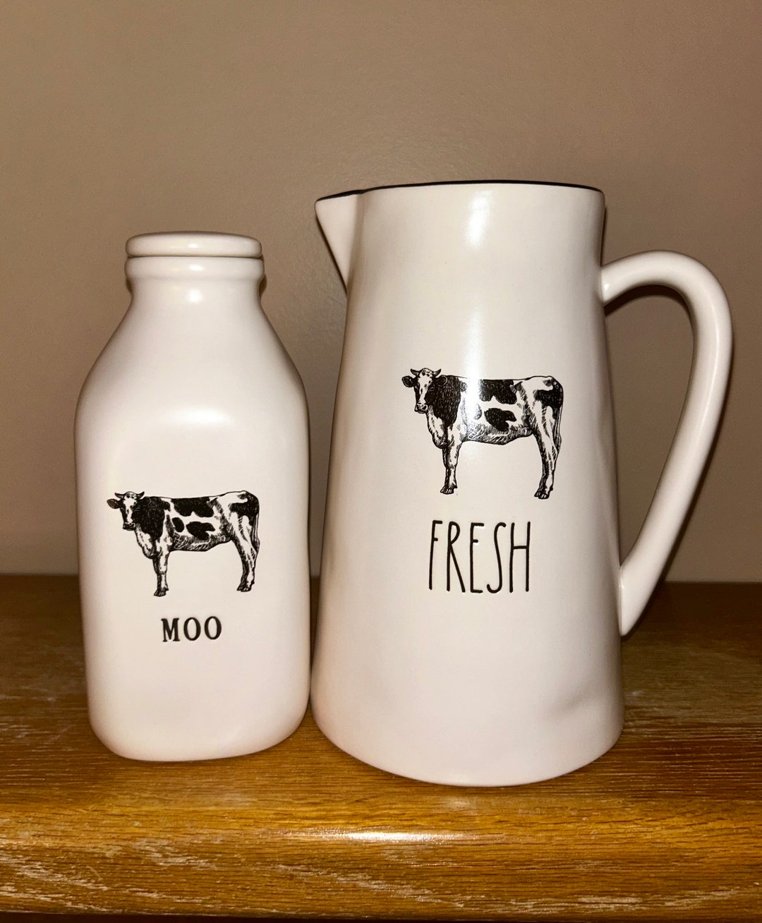 Rae Dunn Farmline - “moo” Milk Jug and “fresh” Pitcher - Etsy