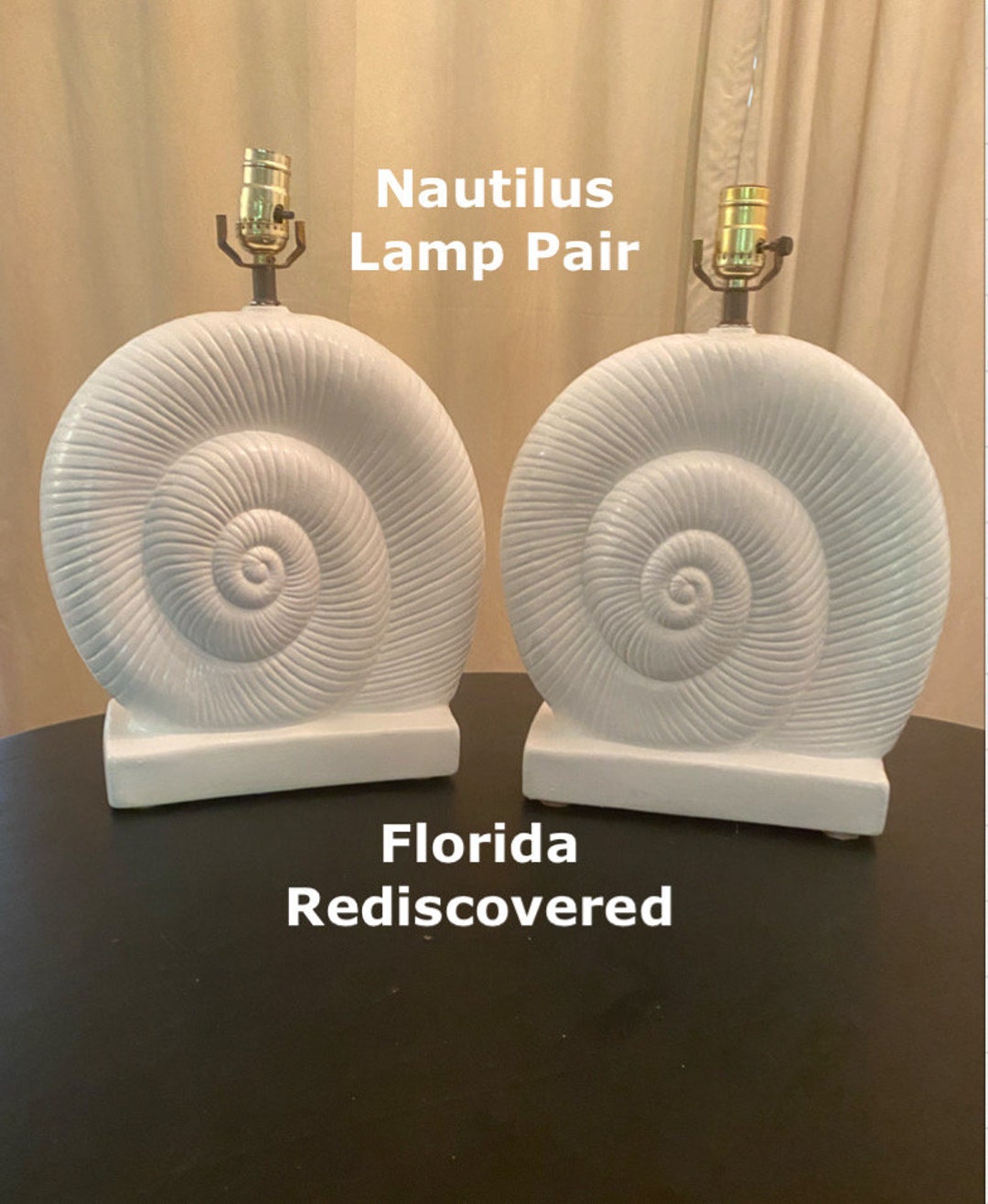 Nautilus Shell Lamp Pair White Blanc De Chine Seashell Lamps Vintage at ...