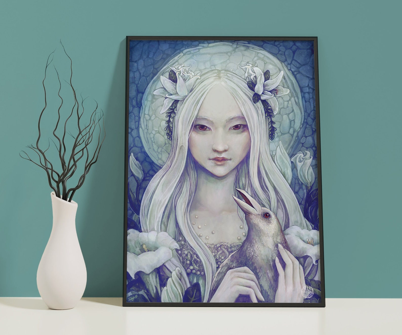 Moon Goddess Art Print selune Celestial Fantasy | Etsy