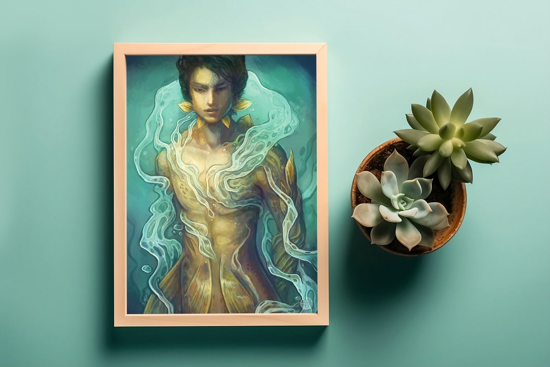 Merman Fantasy Poster aurum Fairy Tale Fantasy Art Nautical Decor ...
