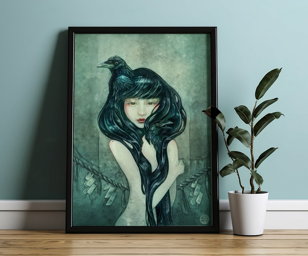 Fantasy Art Poster oracle of the Sodden Raven Wicca Wall Decor Oracle ...