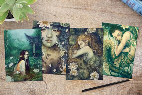 Mermaid Art Postcards Print of Original Illustrations | Etsy