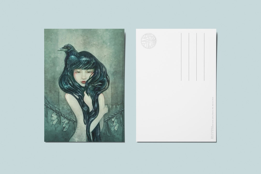 Fantasy Art Greeting Card oracle of the Sodden Raven Print of Original ...