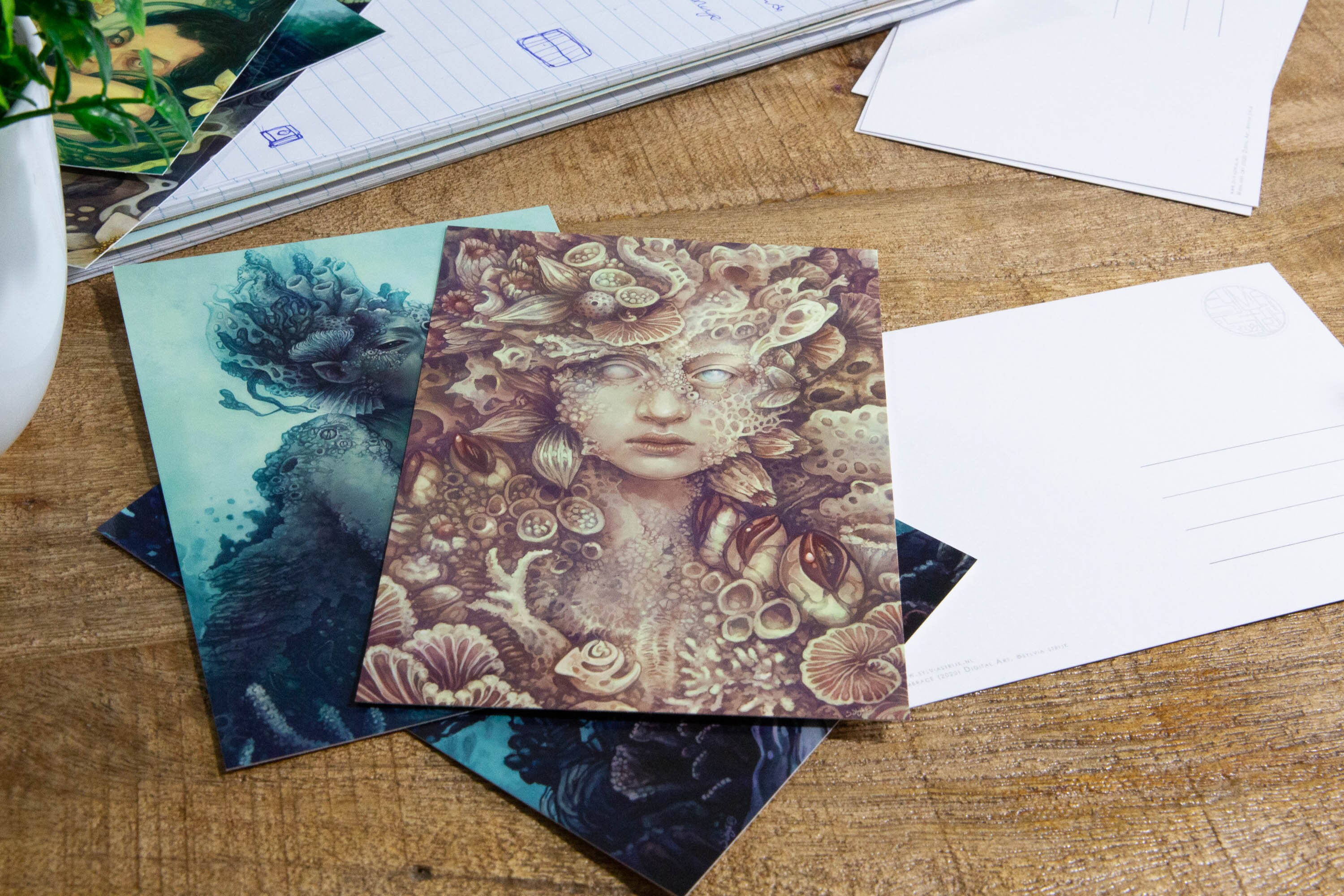 Slumbering Mermaids Art Postcards Print of Original Artwork | Etsy