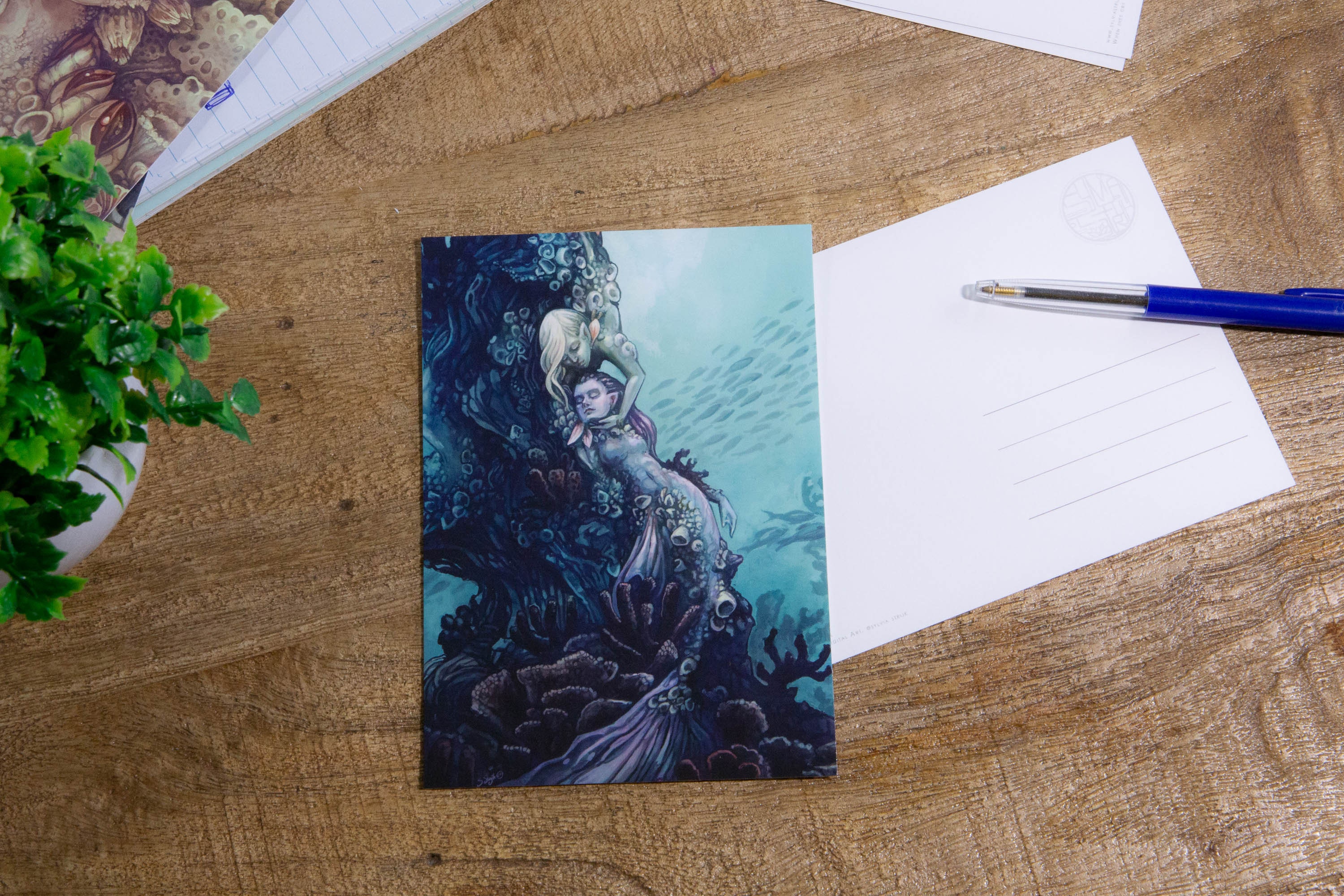 Slumbering Mermaids Art Postcards Print of Original Artwork | Etsy