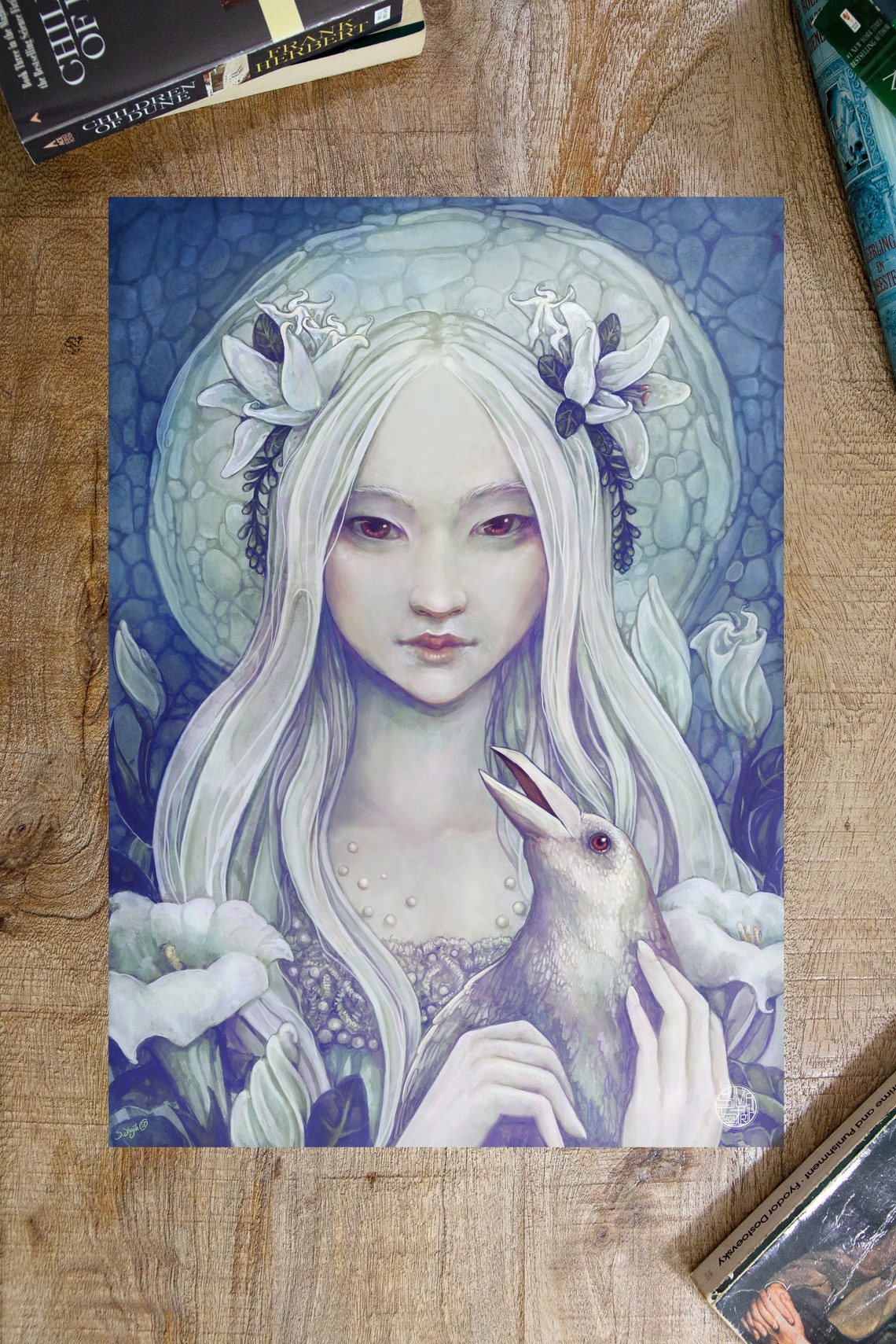 Moon Goddess Art Print selune Celestial Fantasy - Etsy