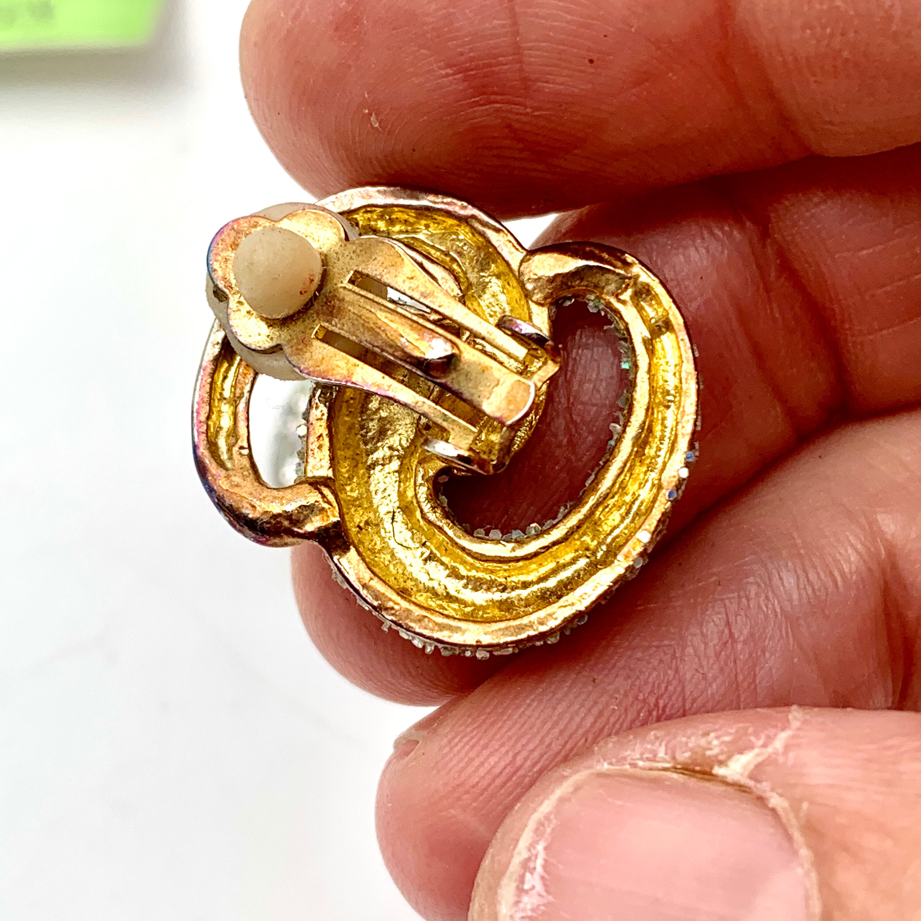 Beautiful Vintage Copper Tone Glitter Knot Button Clip on - Etsy