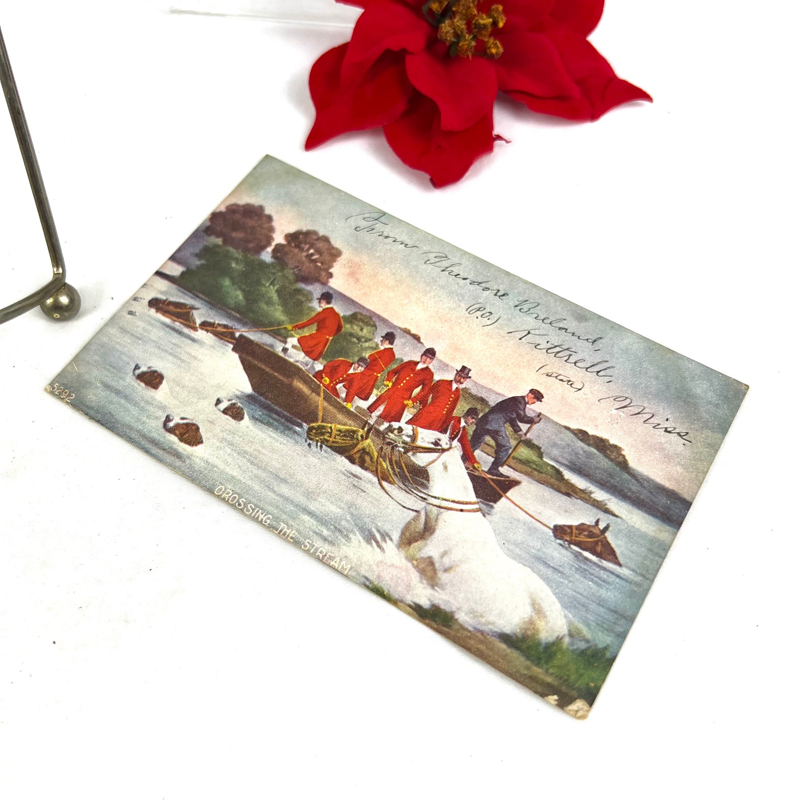 Antique Postcard - Crossing the Stream - Painting Style Hunting ...