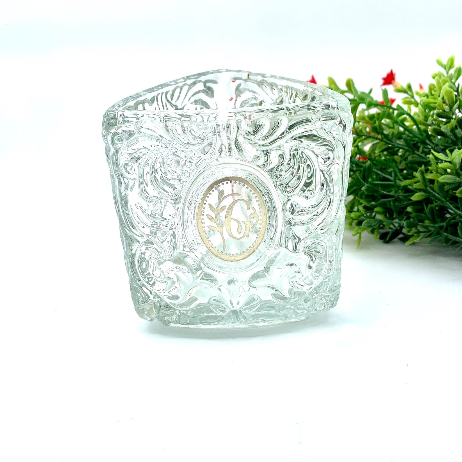 Vintage Avon Crystal Collection Embossed Triangle Votive | Etsy