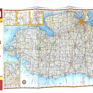 Vintage Foldout Road Map - Shell Gasoline Road Map of Michigan ...