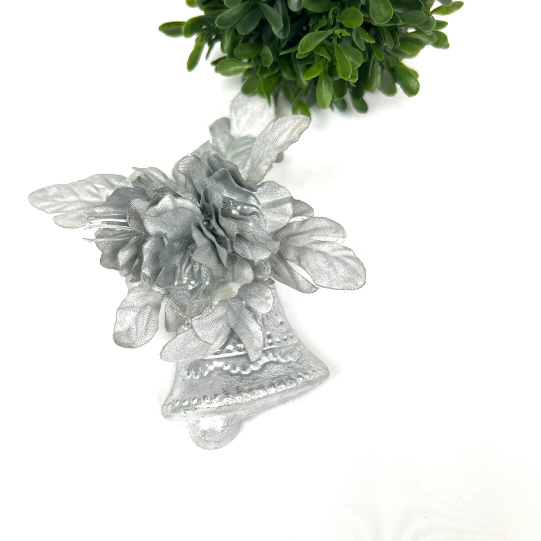Vintage Silver Plastic Bell Mold With Faux Flower: Gift/cake Topper - Etsy