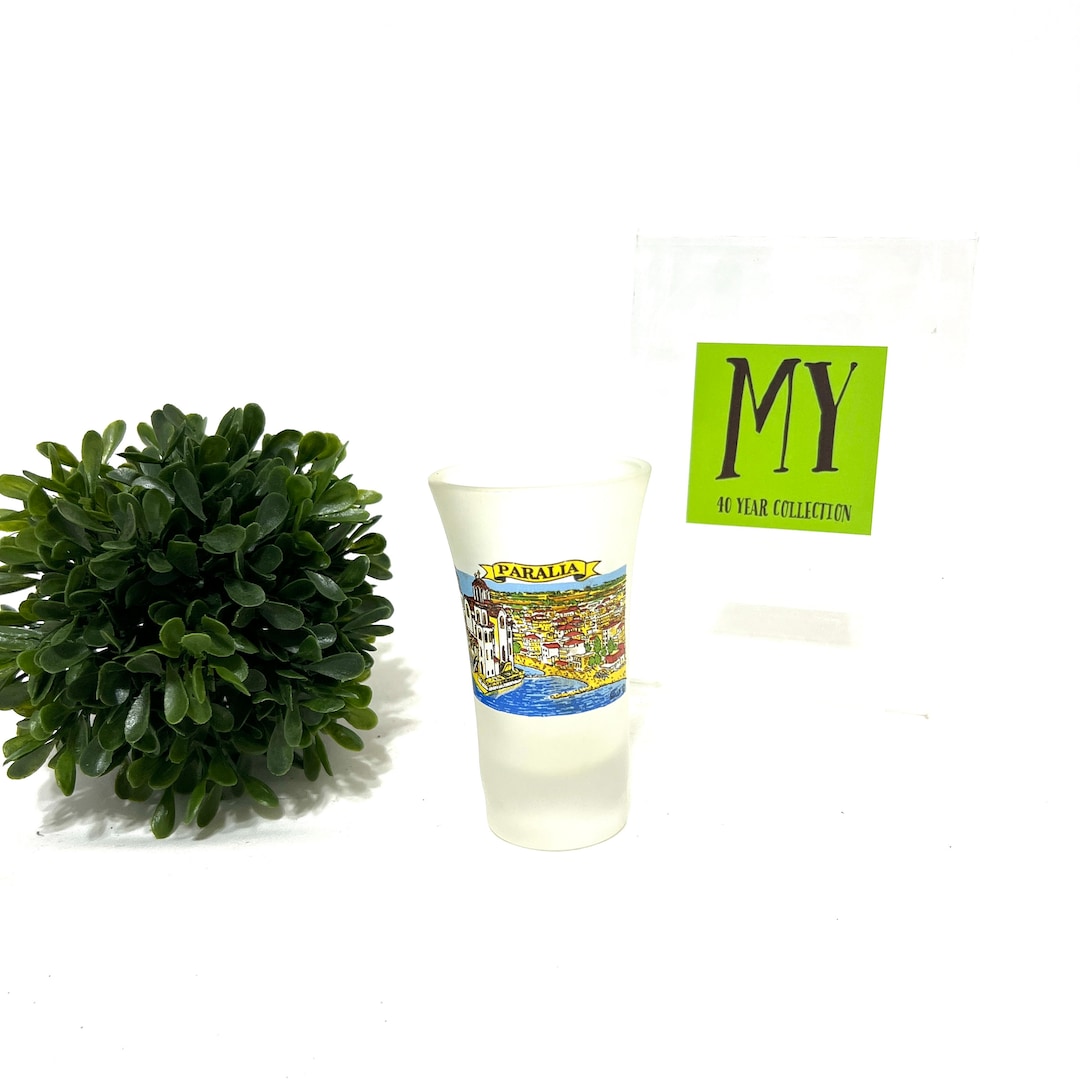 Vintage Paralia Greece Shot Glass - Frosted Flared Barware - Etsy