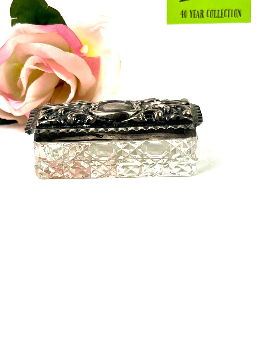 Antique 1906 George Loveridge Birmingham 925 Silver Repousse Crystal ...