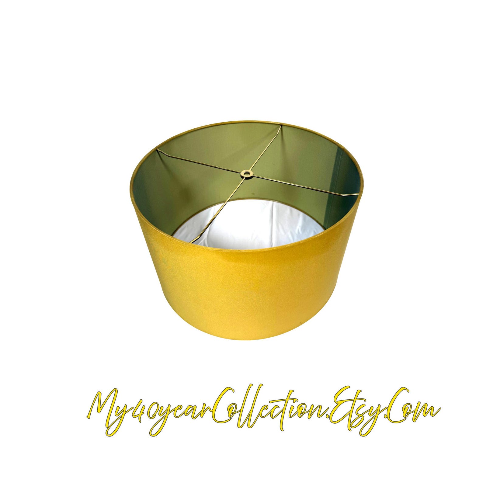 Vintage Mustard Yellow Drum Lamp Shade Mid Century Modern Table Floor ...