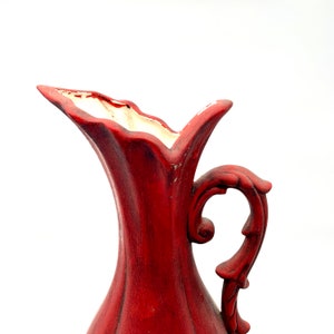 Vintage Tall Red Jug Vase 1978 Pottery Jug Vase Ornate Pottery Jug Boho ...