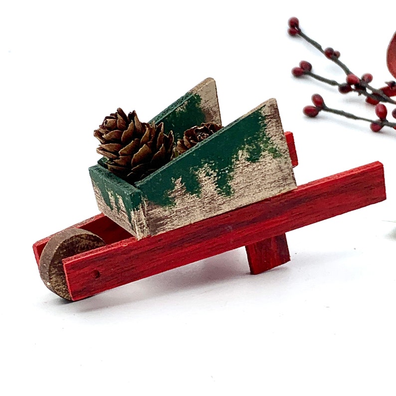 Vintage Handmade Dollhouse Christmas Wheelbarrow With 2 Mini - Etsy