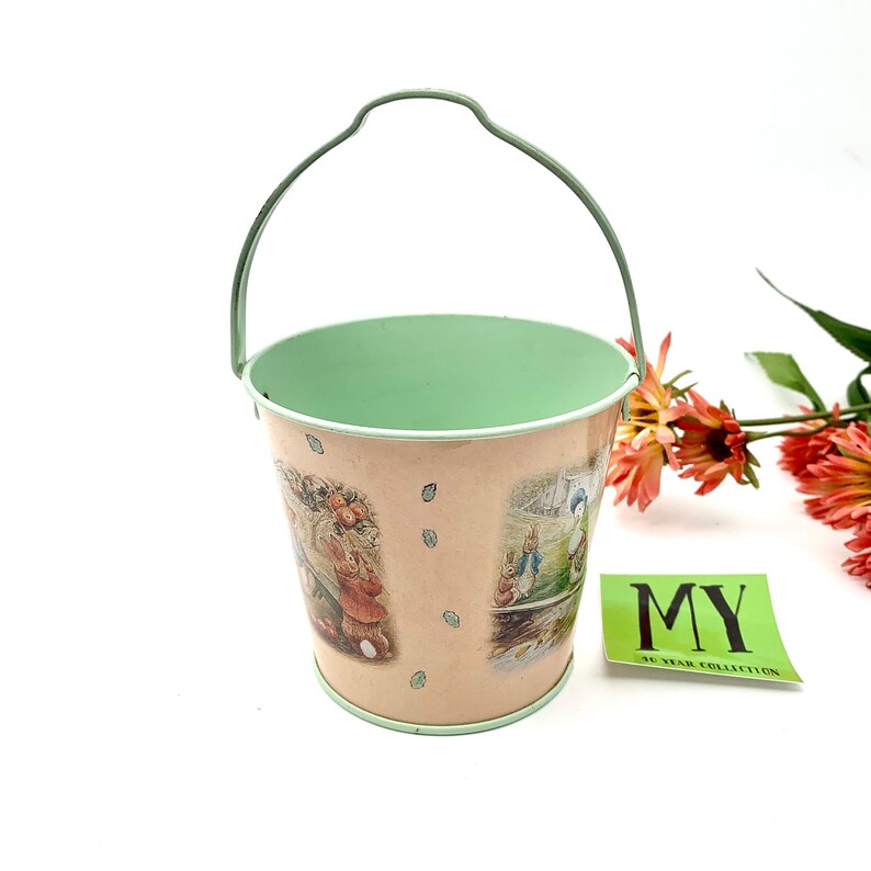 Vintage 1998 Beatrix Potter Metal Bucket Small Storage Bin | Etsy