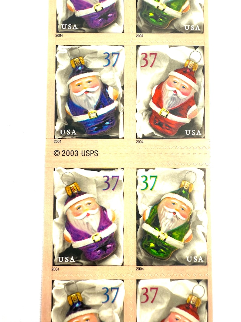 Vintage 2004 USPS 37 Cent Holiday Ornaments Santa Stamps – Partial ...