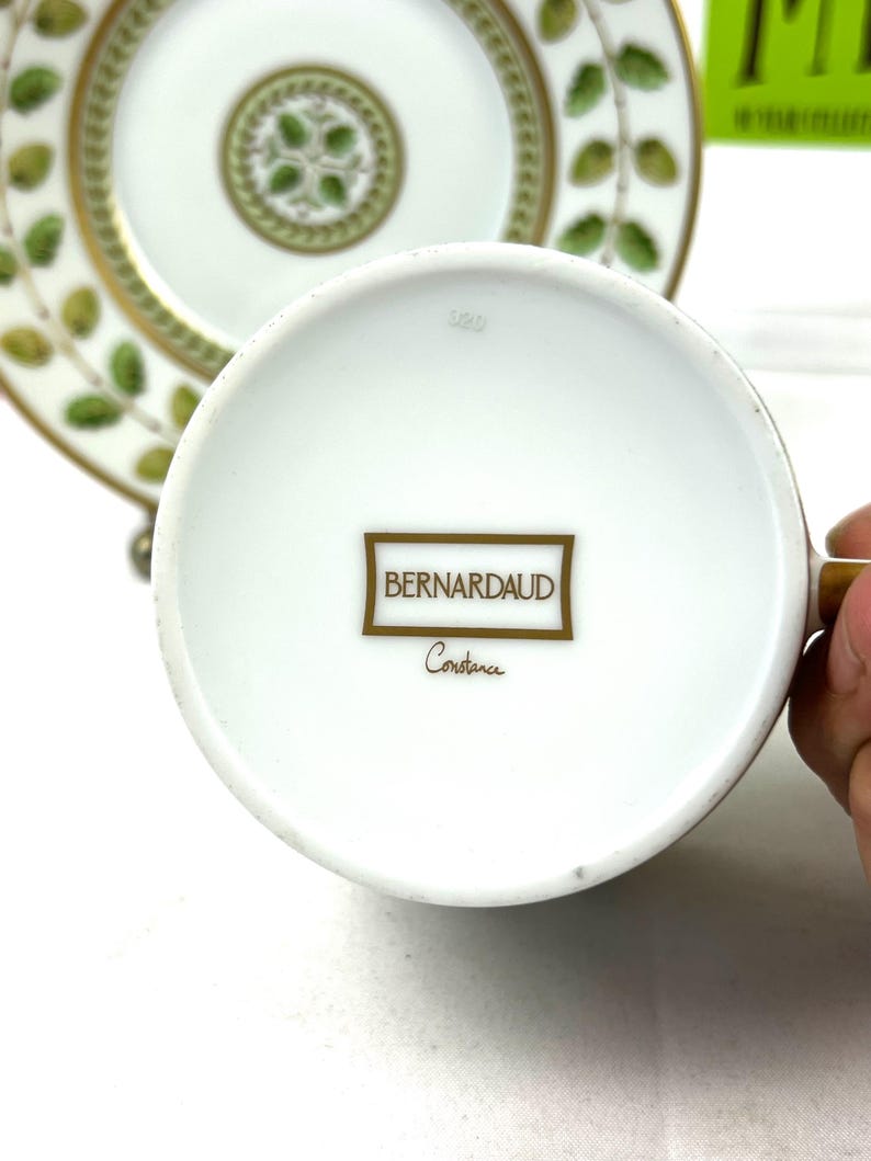 Vintage Bernardaud Limoges Constance Cup and Saucer: Green Leaves ...