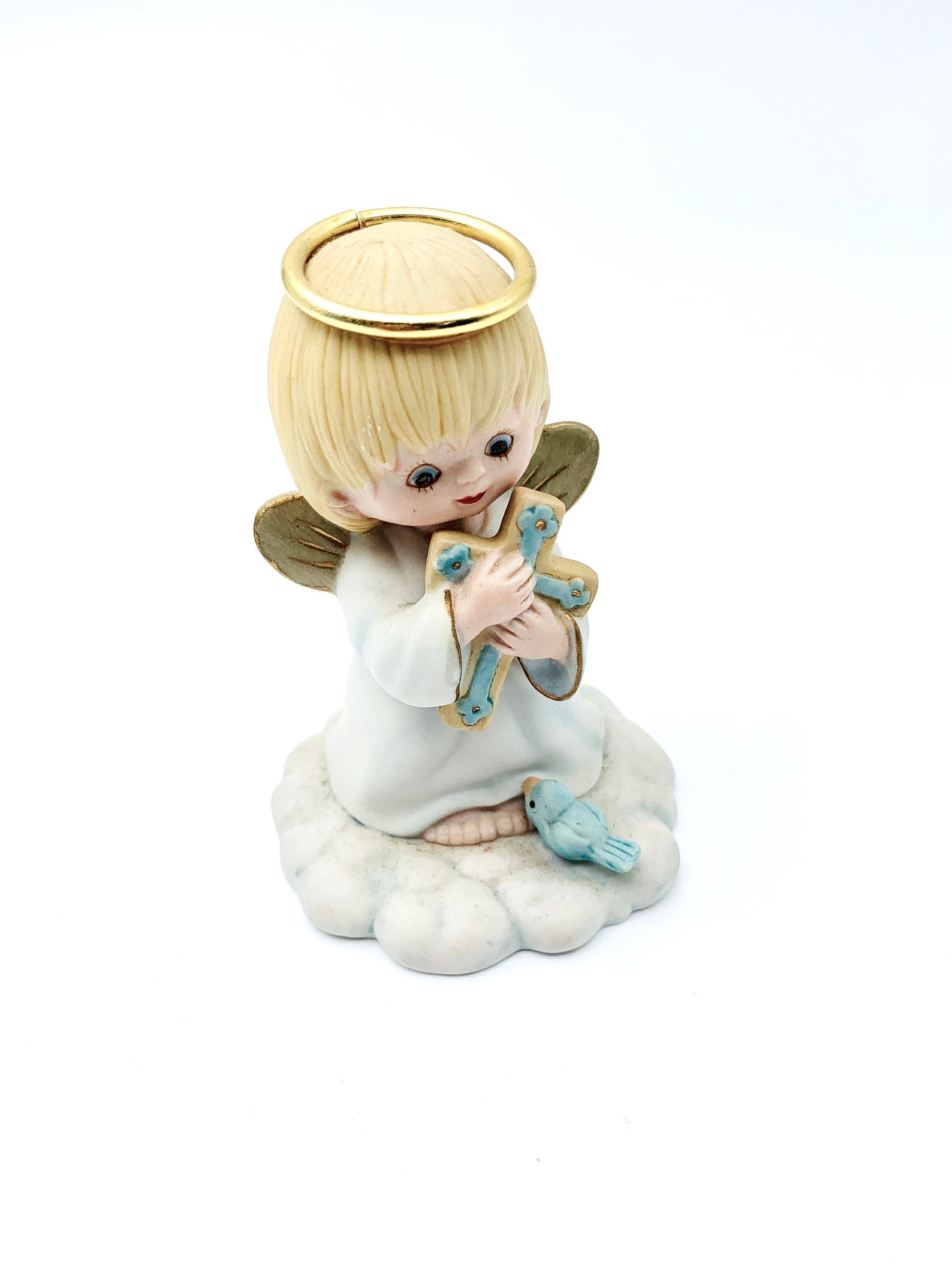 Vintage Hallmark Angel Holding Cross Figurine Confirmation | Etsy