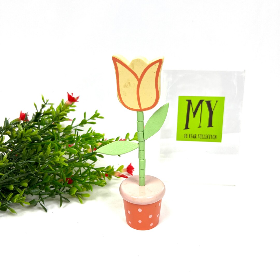 Vintage Wooden Tulip Figurine: Push up Flower Decor - Etsy