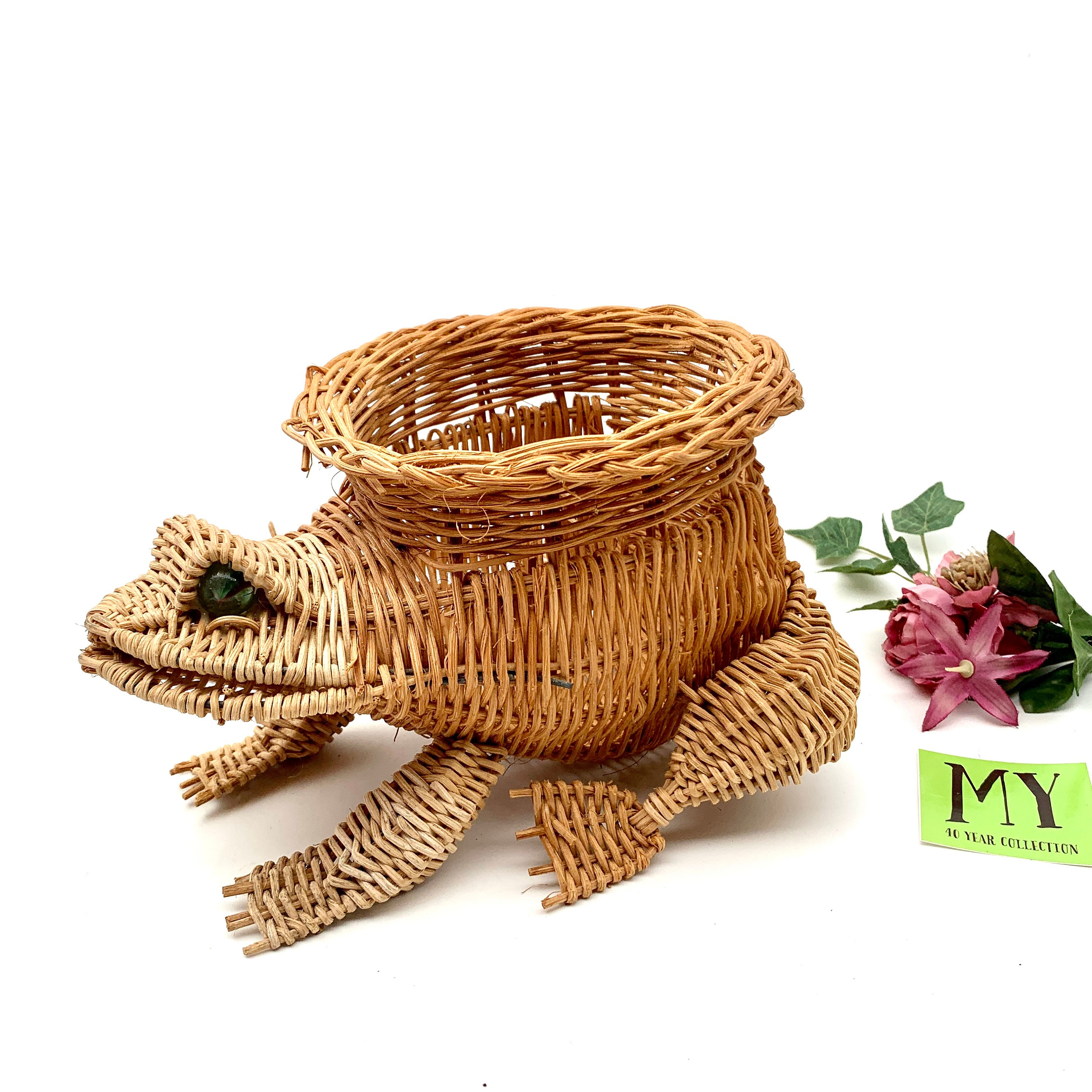 Vintage Wicker Frog Flower Basket Wicker Frog Planter Marble - Etsy UK