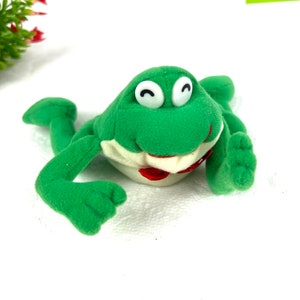 Vintage Soft Frog Toy - Cuddle Wit Toy - Green Frog With Red Bow ...