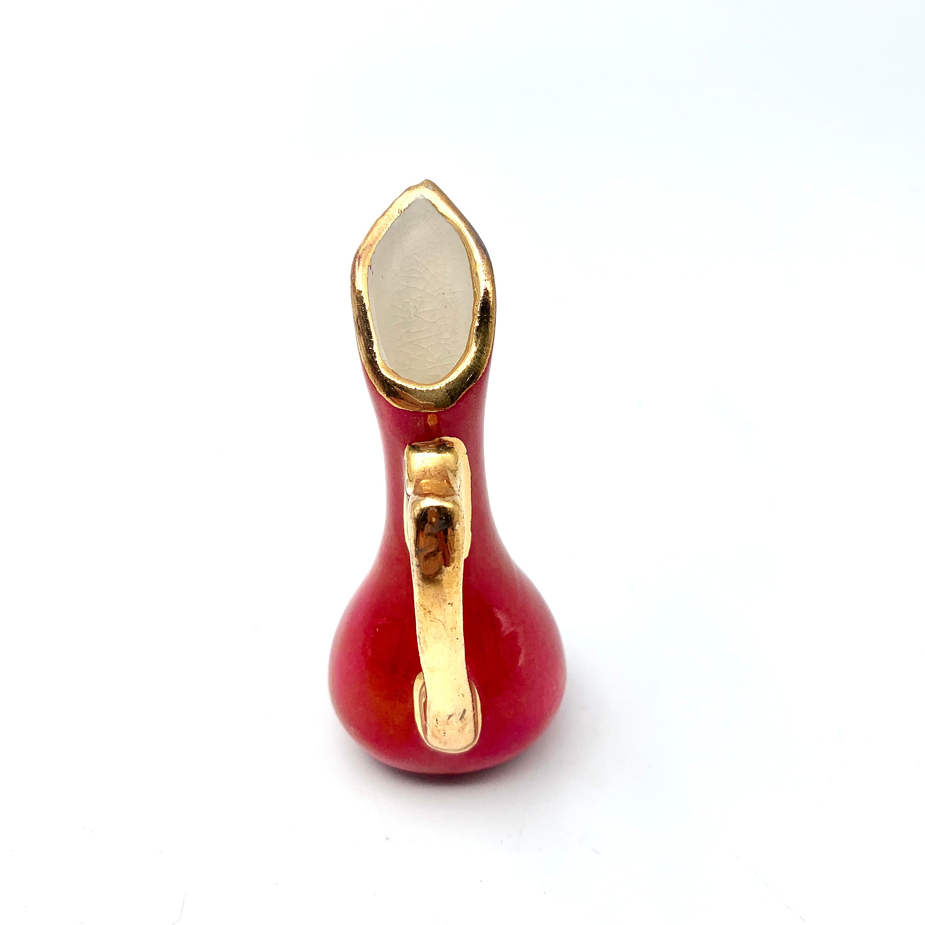 Vintage Miniature Pottery Pitcher Red with Gold Trim Hand | Etsy