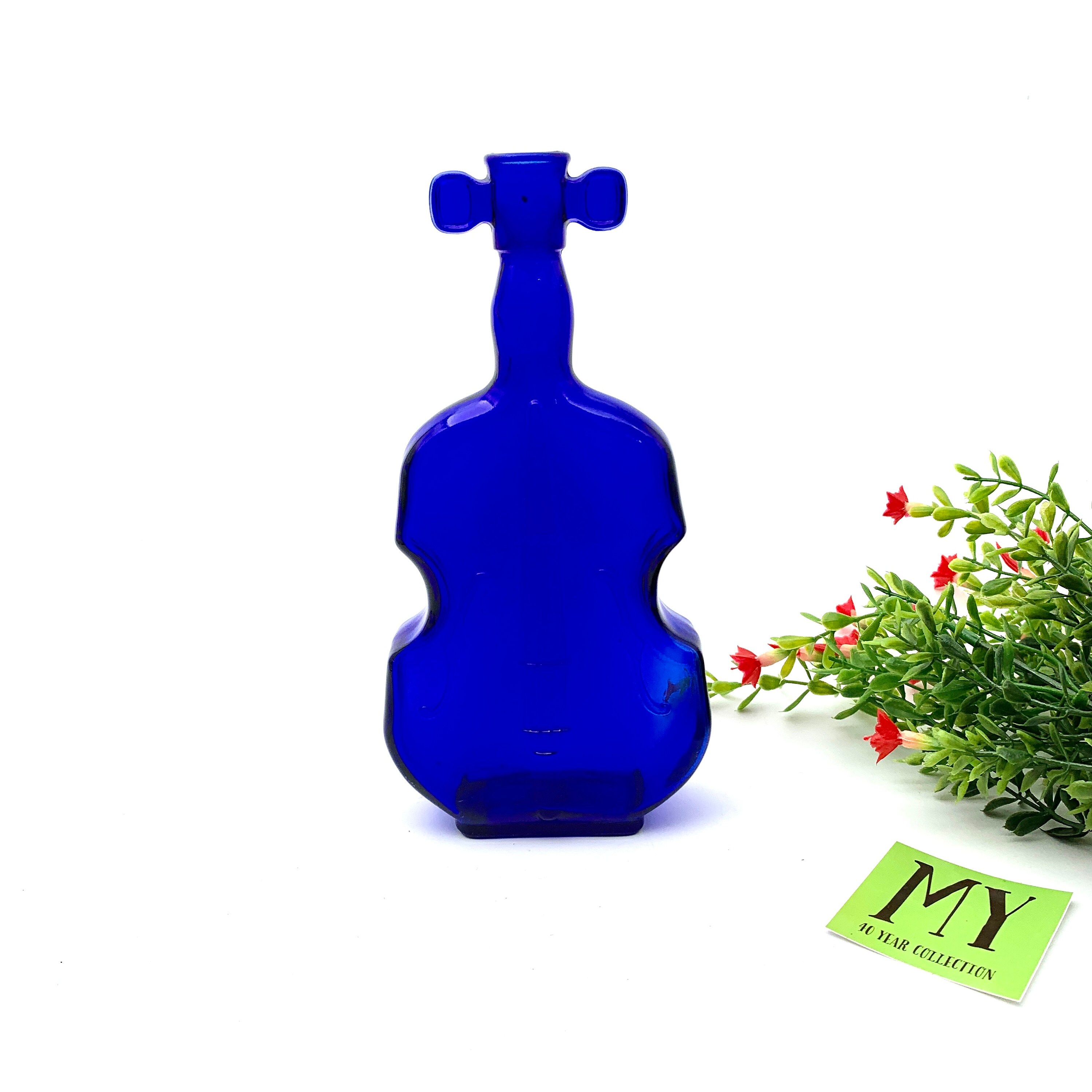 Vintage Cobalt Blue Glass Bottle Cello Shaped Bottle Violin - Etsy