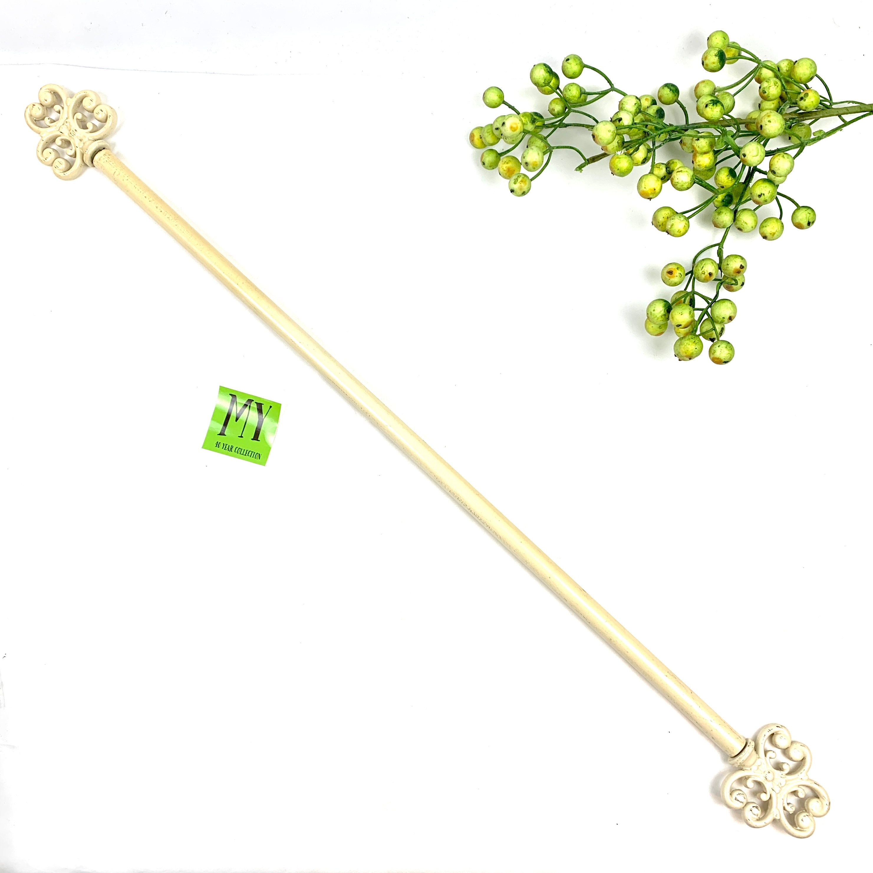 Vintage Antique White Fixed Curtain Rod Brass Finial Fleur De - Etsy