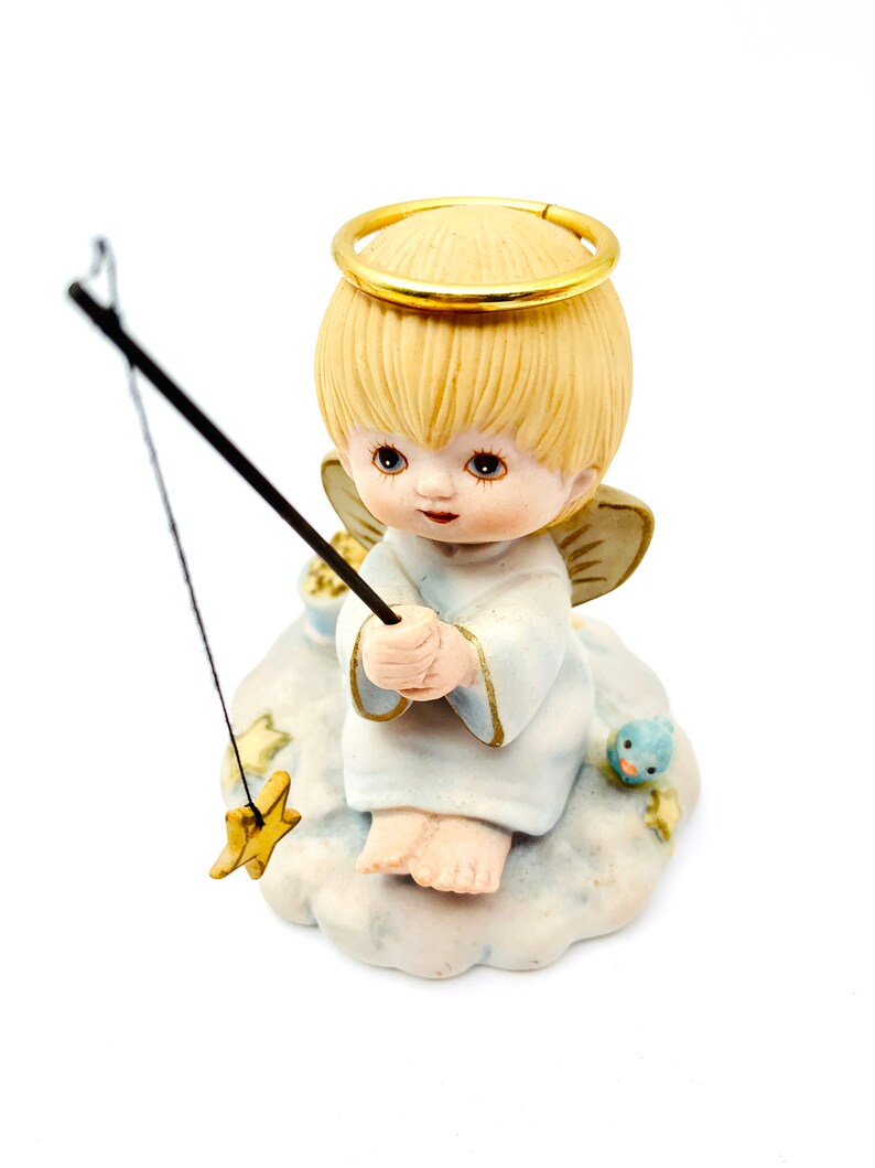Vintage Hallmark Angel With Fishing Pole Figurine Believe in | Etsy
