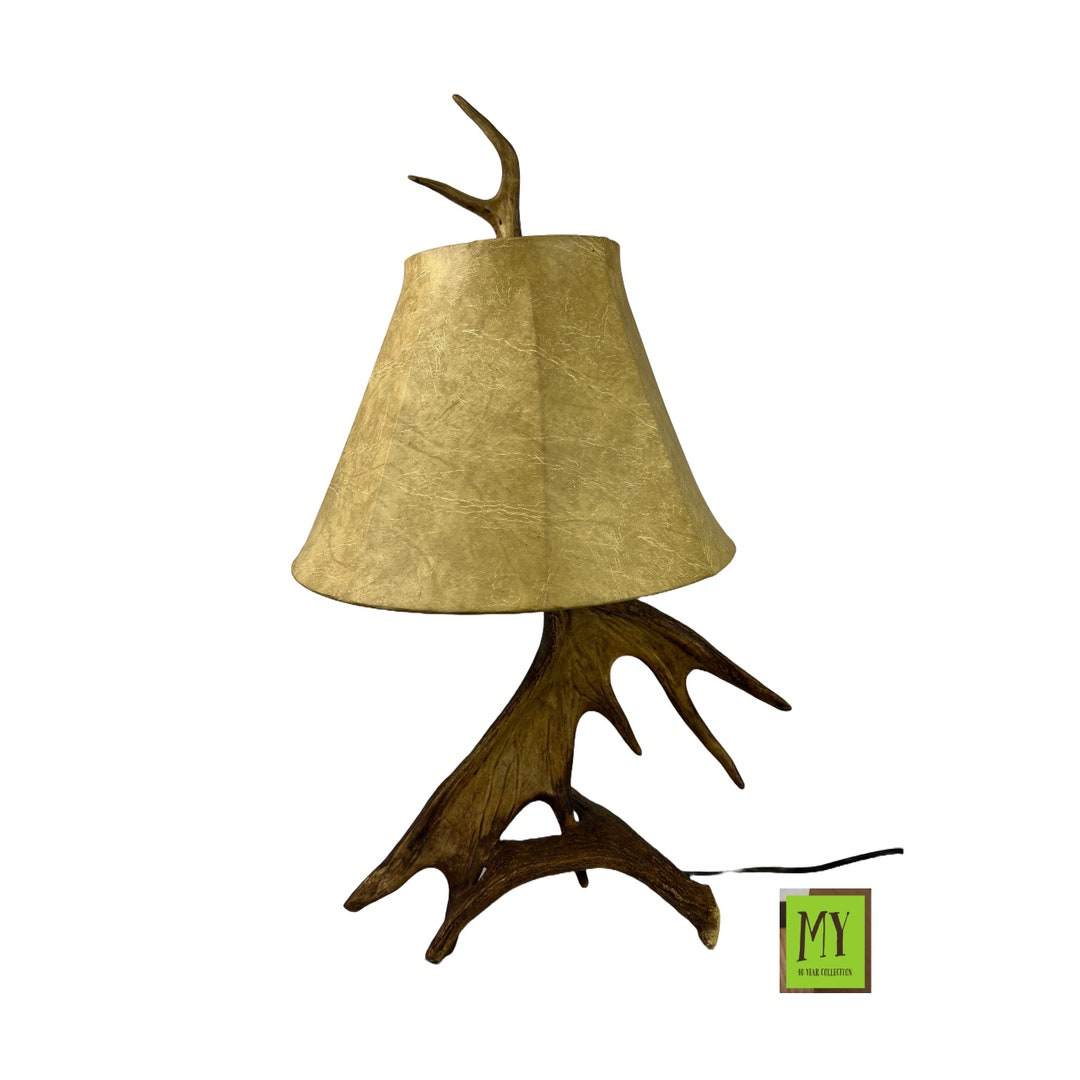 Vintage Moose Antler Lamp – Lodge Table Lamp – Rustic Cabin Lighting ...