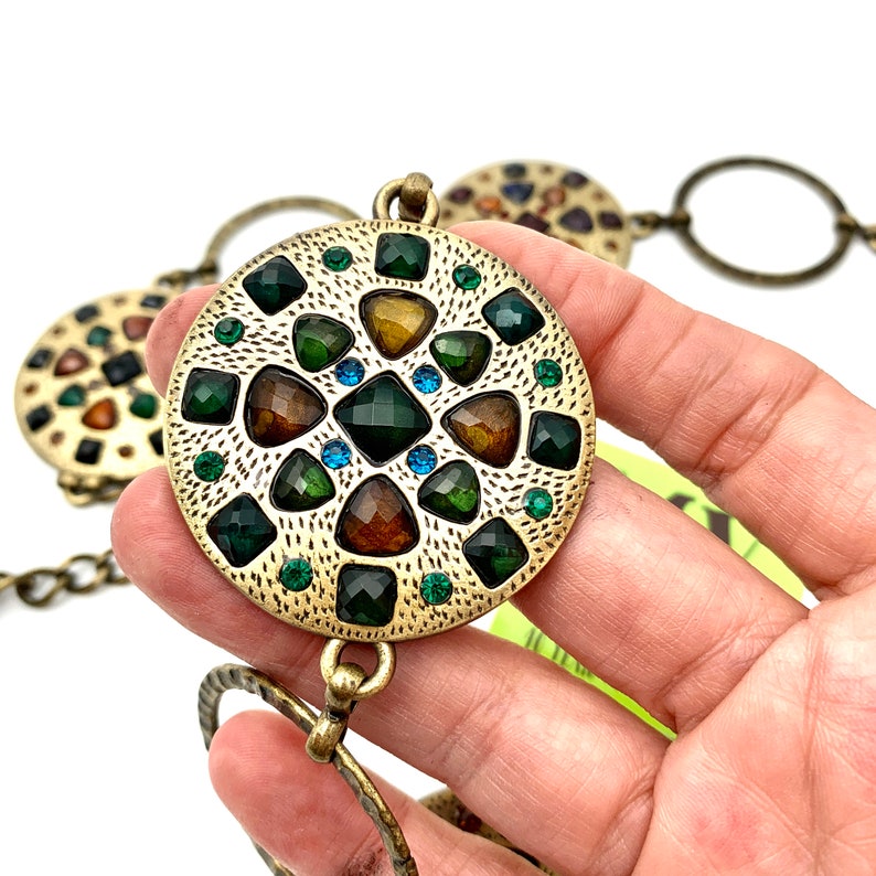 Vintage Ladies Colorful Medallion Metal Chain Belt Adjustable - Etsy