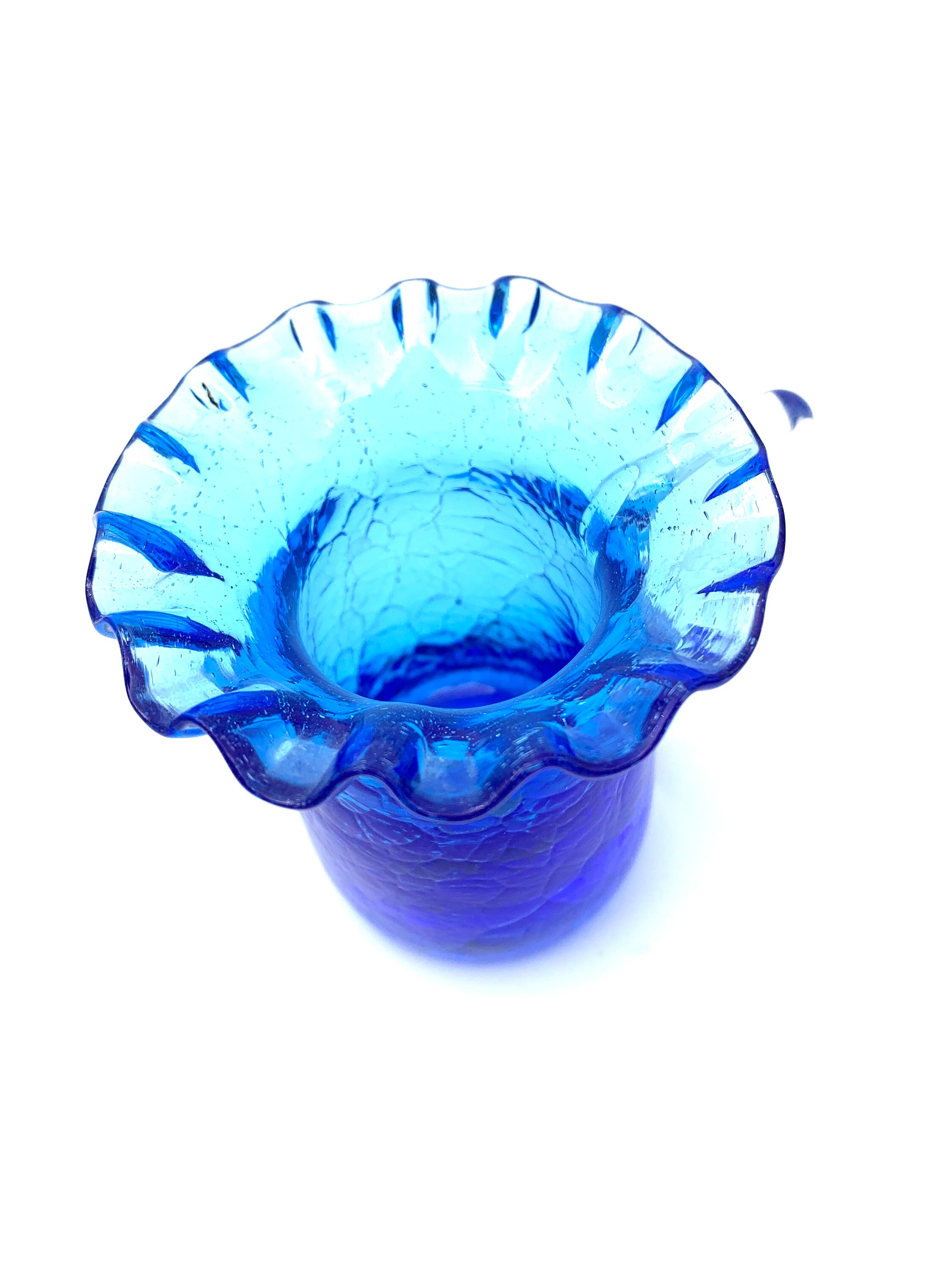 Vintage Cobal Blue Pilgrim Glass Pitcher Flared Top Chunky - Etsy