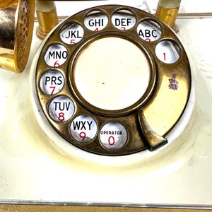 Vintage Decorative Victorian Deco Tel Rotary Telephone Cream and Gold ...