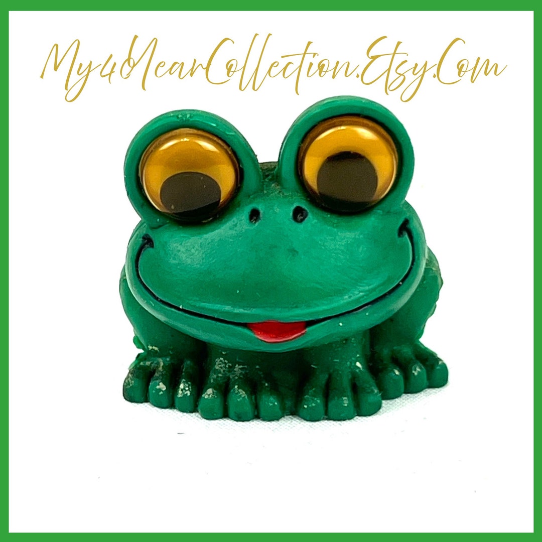 Vintage Mini Toy Frog - Rubber Green Frog With Googley Eyes - Tiny Frog ...