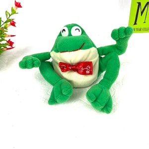 Vintage Soft Frog Toy - Cuddle Wit Toy - Green Frog With Red Bow ...