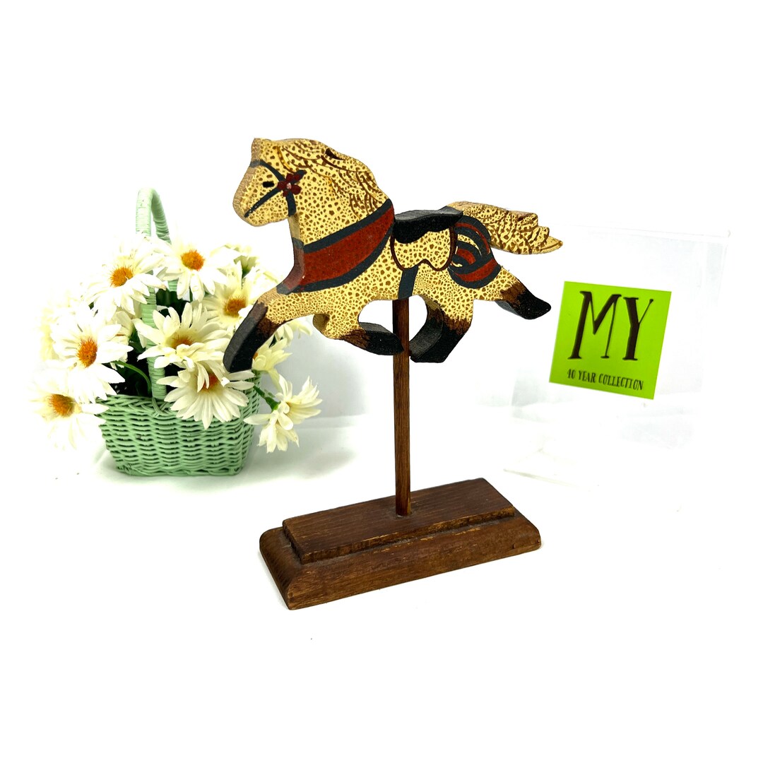 Vintage Hand Painted Wooden Carousel Horse Figurine: Nursery Decor - Etsy