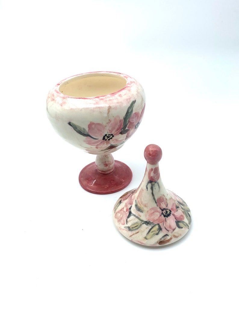 Vintage Art Pottery Compote Bowl With Lid Hand Painted Compote Dish - Etsy