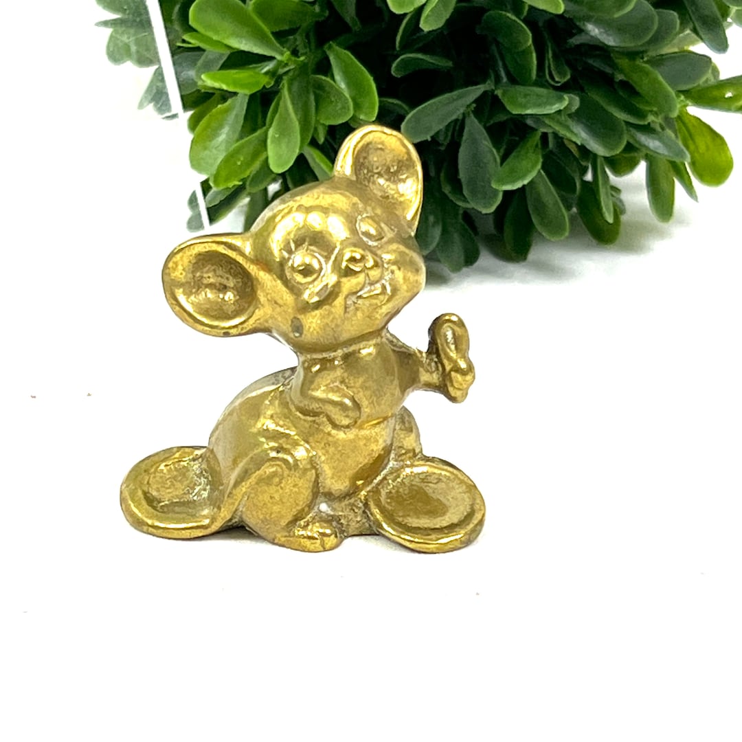 Adorable Vintage Solid Brass Mouse Figurine, Patina Brass ...