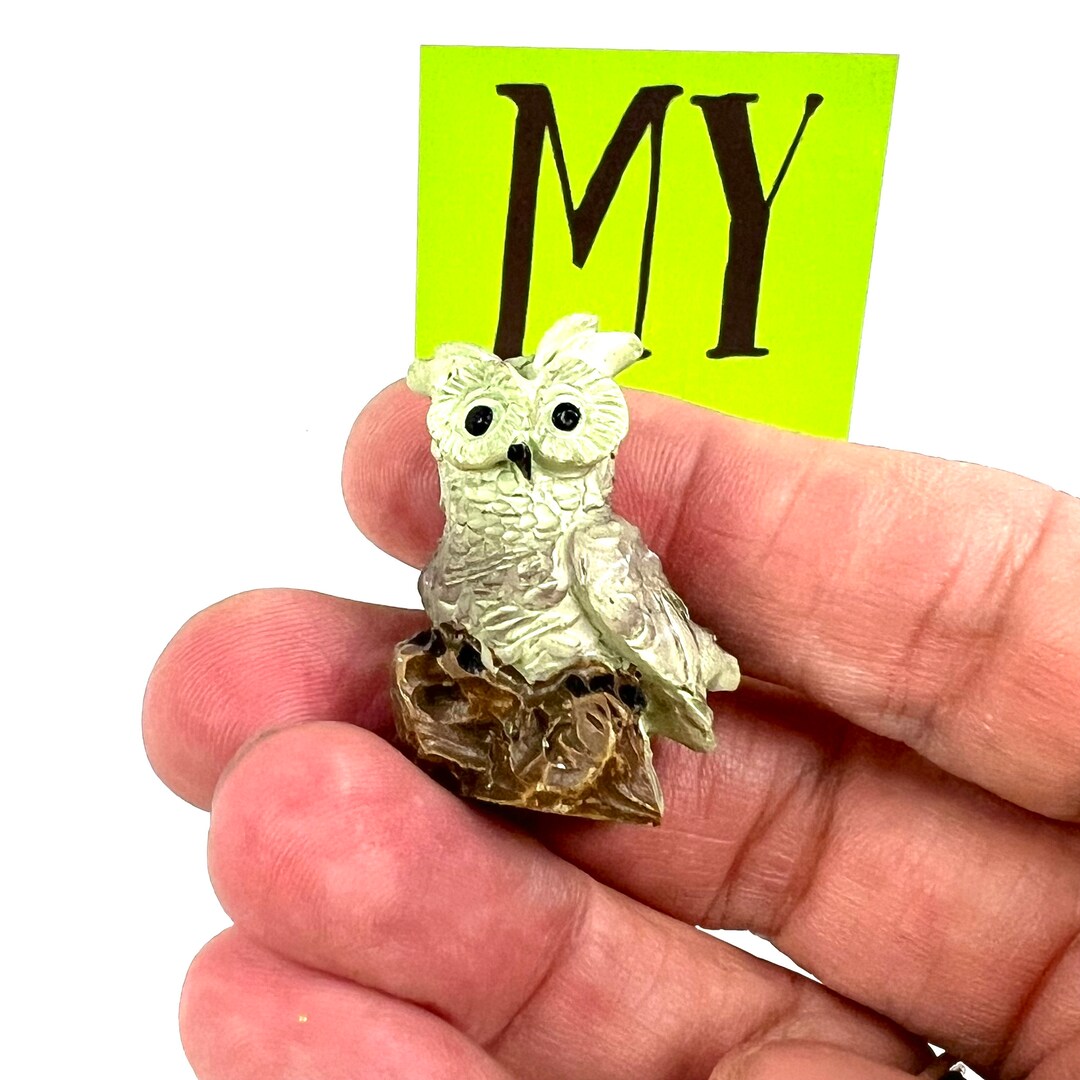 Vintage Miniature Resin Owl Figurine -adorable Green Owl Figurine ...