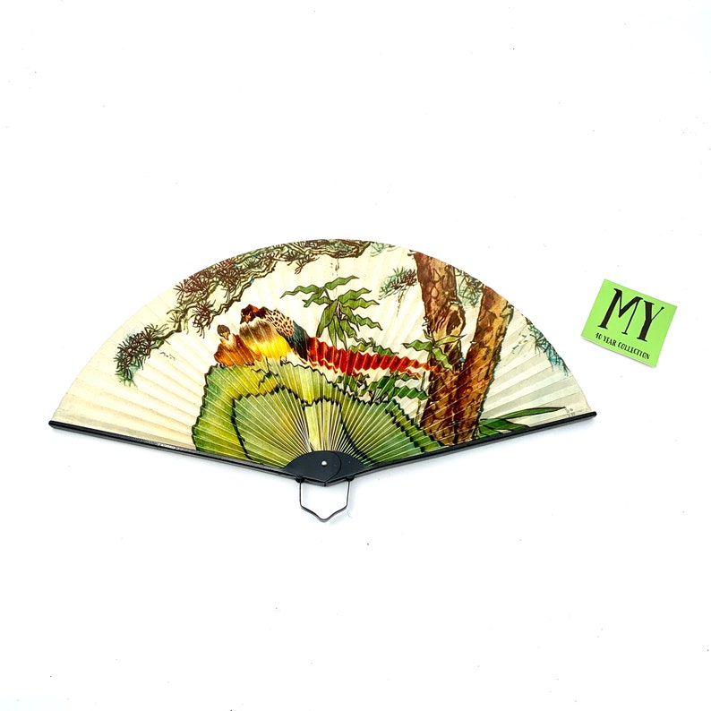 Vintage Chinese Paper and Metal Frame Fan Travel Easy Folding - Etsy