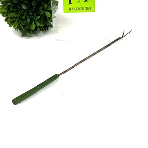 Vintage Brass Two Prong Fork Tool Green Pointy Handle Hand - Etsy