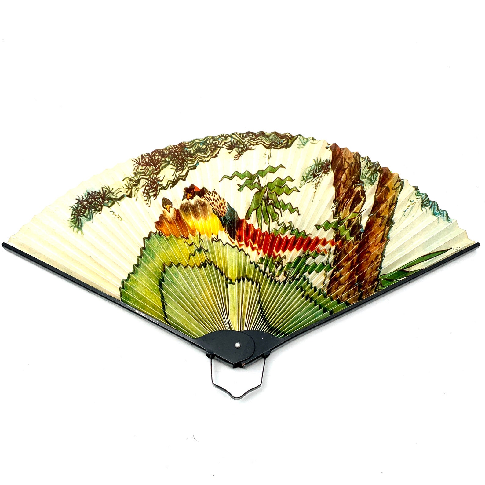 Vintage Chinese Paper and Metal Frame Fan Travel Easy Folding - Etsy