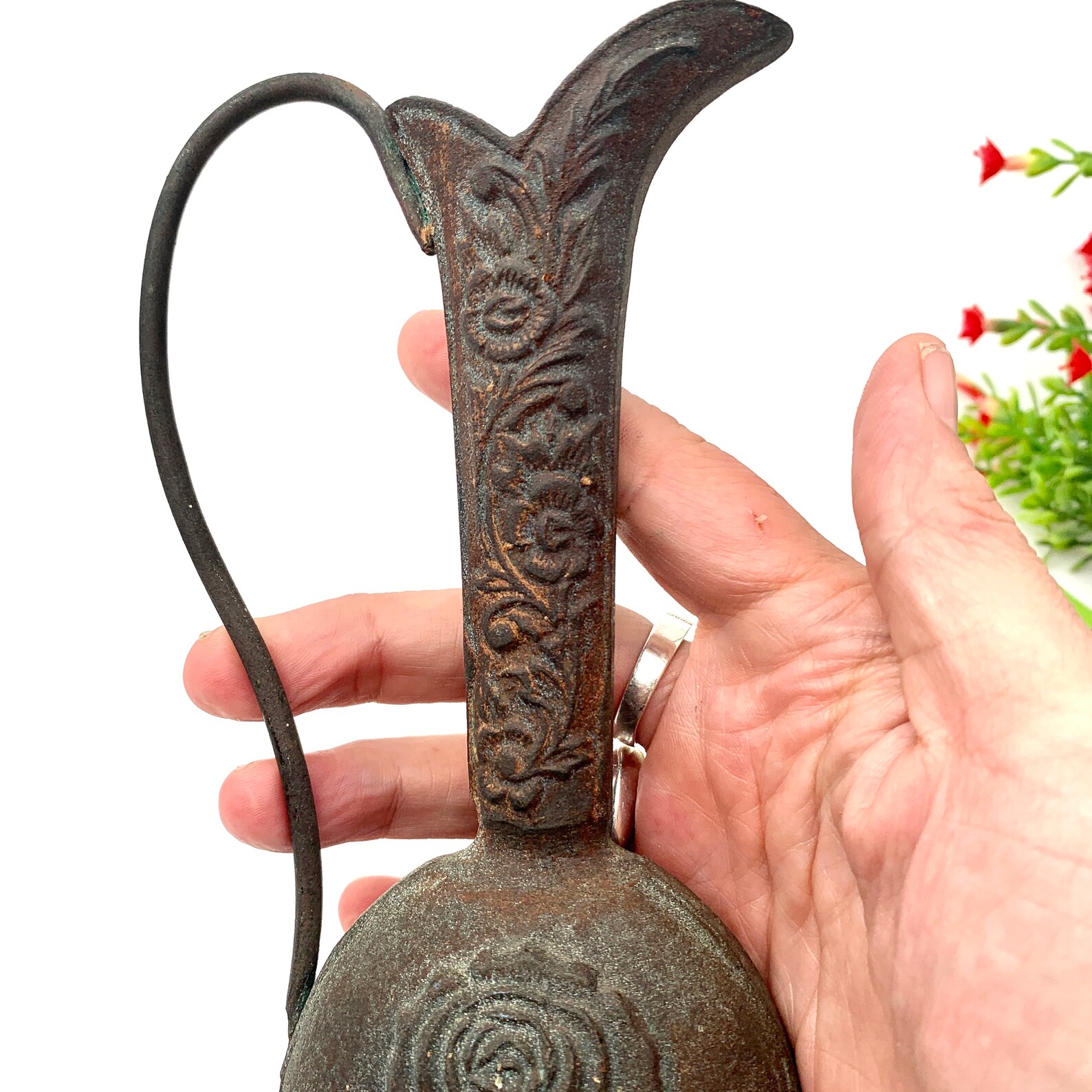 Antique Brass Embossed Jug Floral Embossed Pitcher Tall Skinny - Etsy