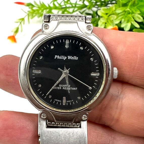 Vintage Philip Wells Quartz Watch – Black Dial, Stain… - Gem
