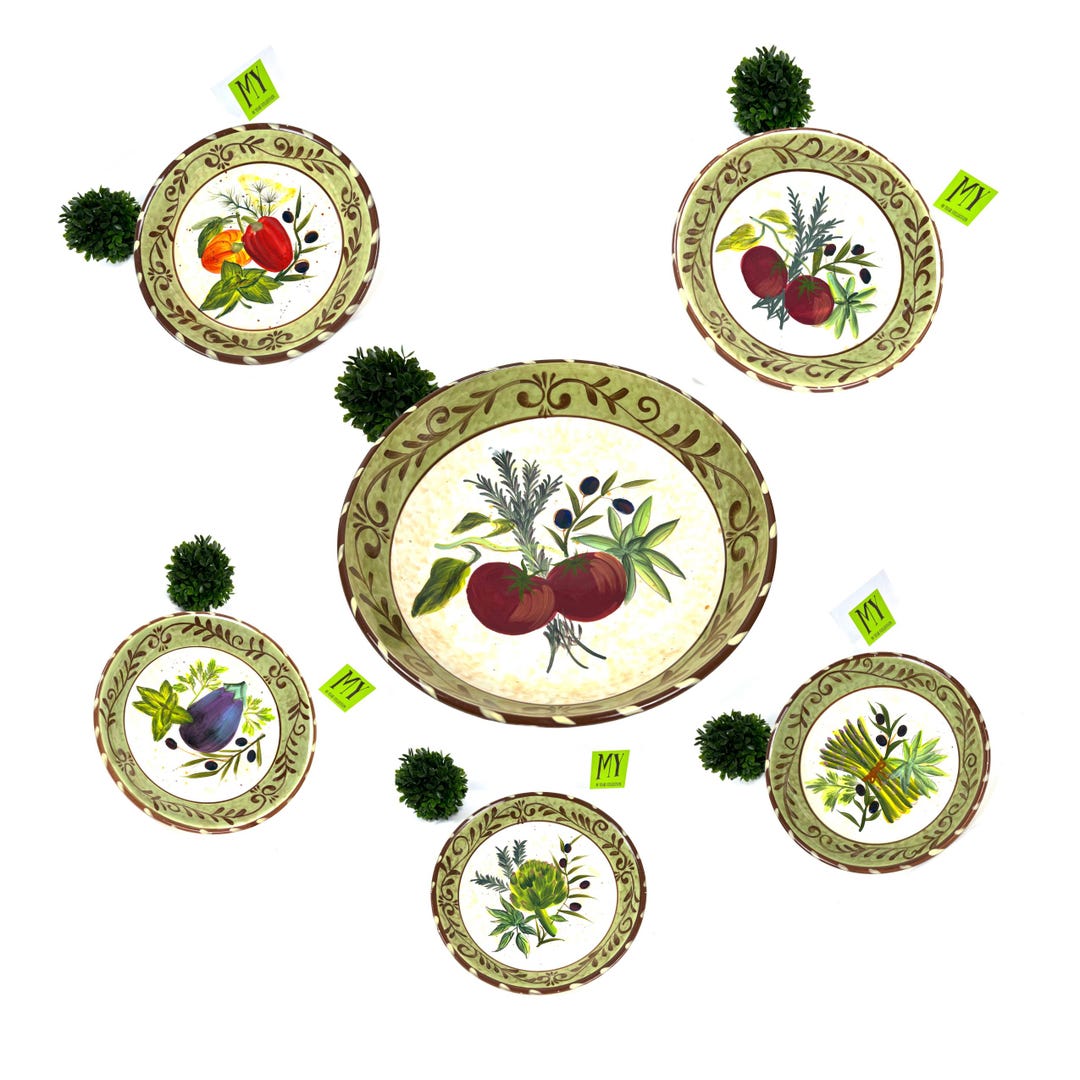 Vintage Certified International Pasta Bowl Set: Geoffrey Allen ...