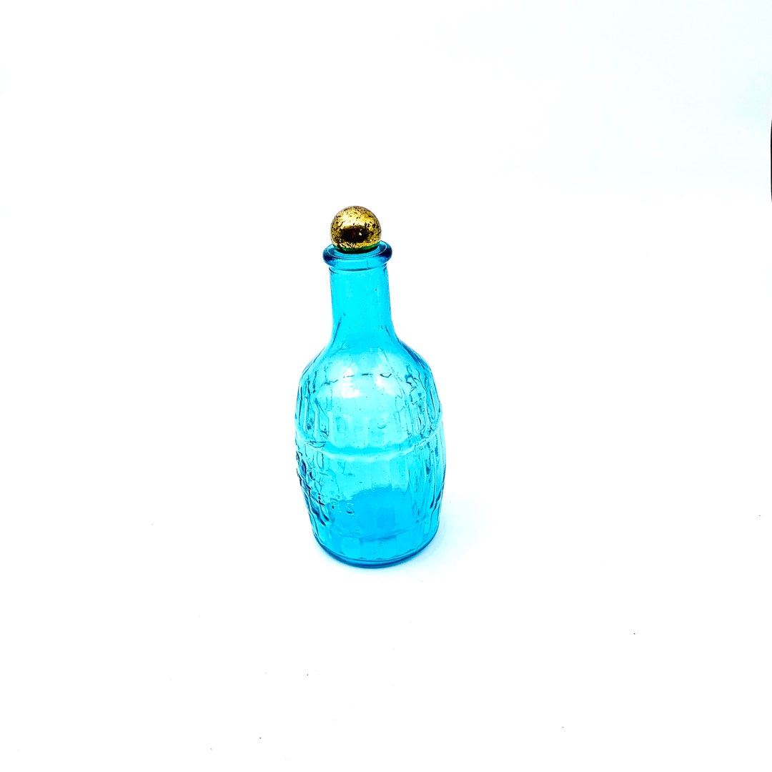 Wheaton Blue Glass Root Bitters Bottle With Brass Cap — Vintage ...