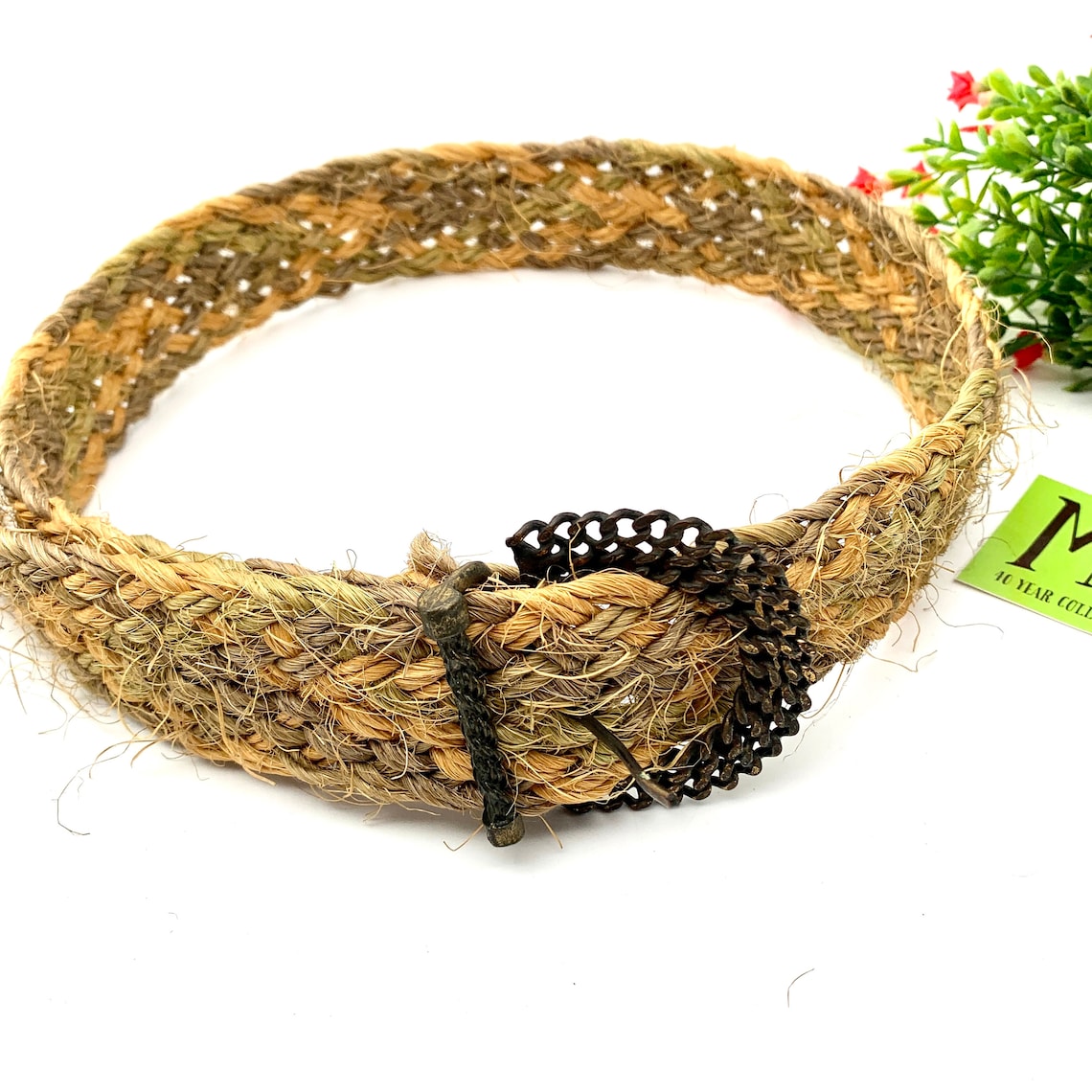 Vintage Braided Jute Belt: Natural Twine With Brass Buckle - Etsy