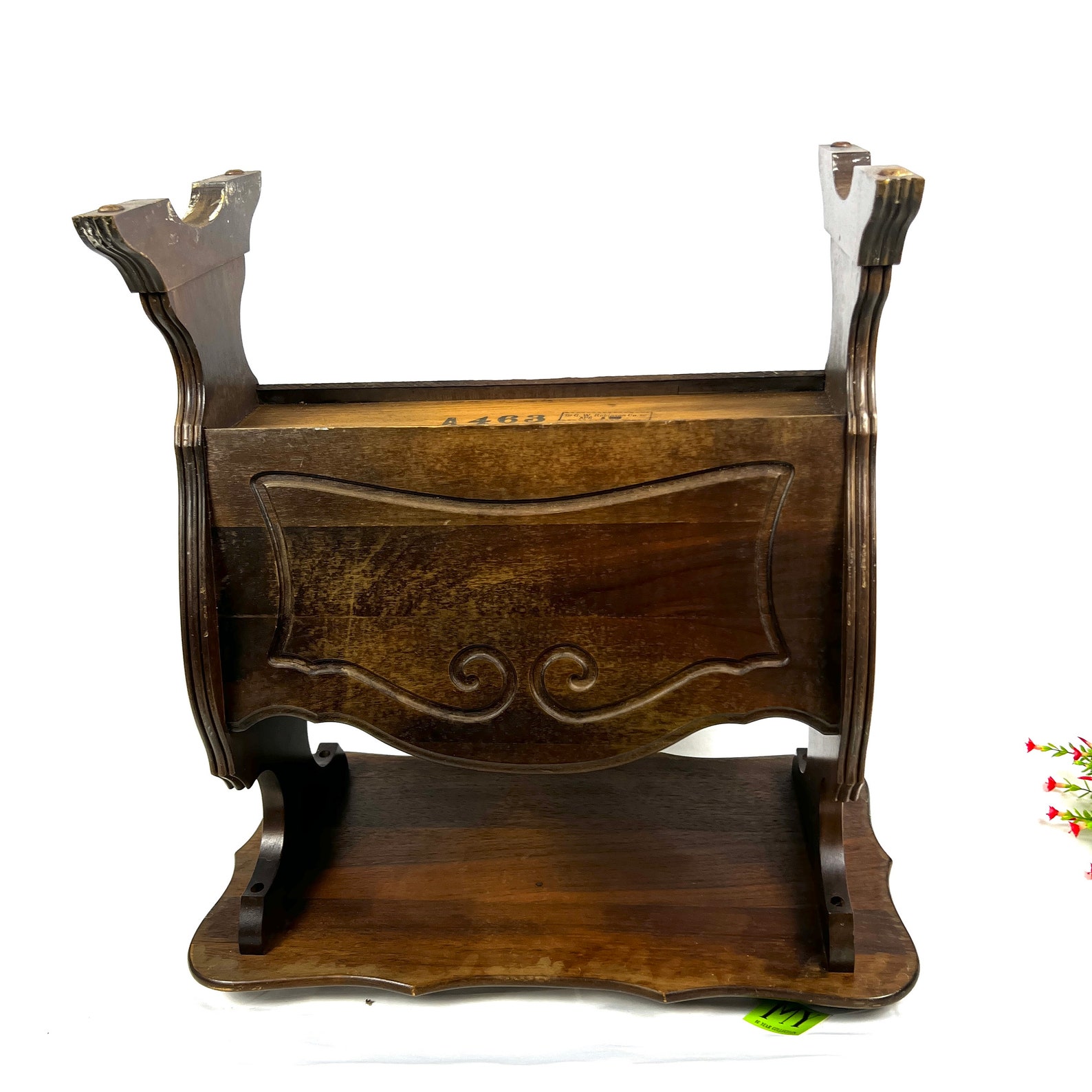 Vintage Walnut Wood Side Table Magazine Holder Carved Wood the - Etsy